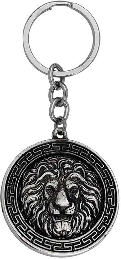 Newview Round Shape Roaring Lion Head/Face Metal Keychain Key Chain ...