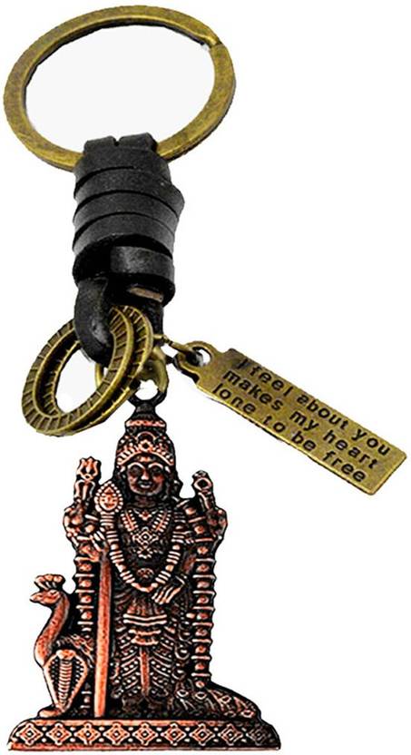 AFH South Indian Lord Murugan Kartikeya Copper Leather Key Chain for ...
