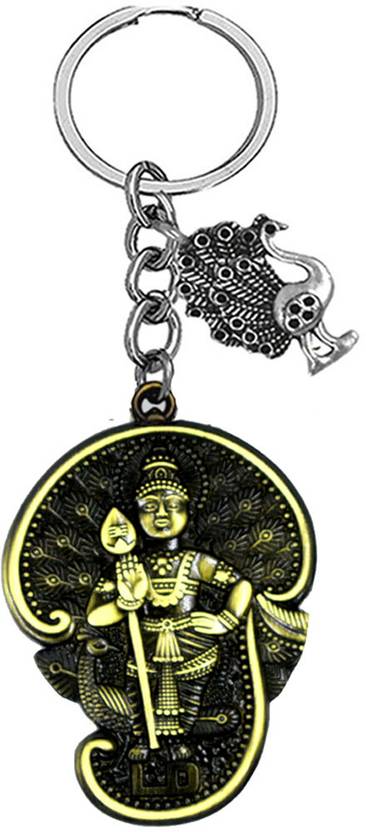AFH Lord Subramanya Swamy Peacock Charm Religious Bronze Keychain for ...