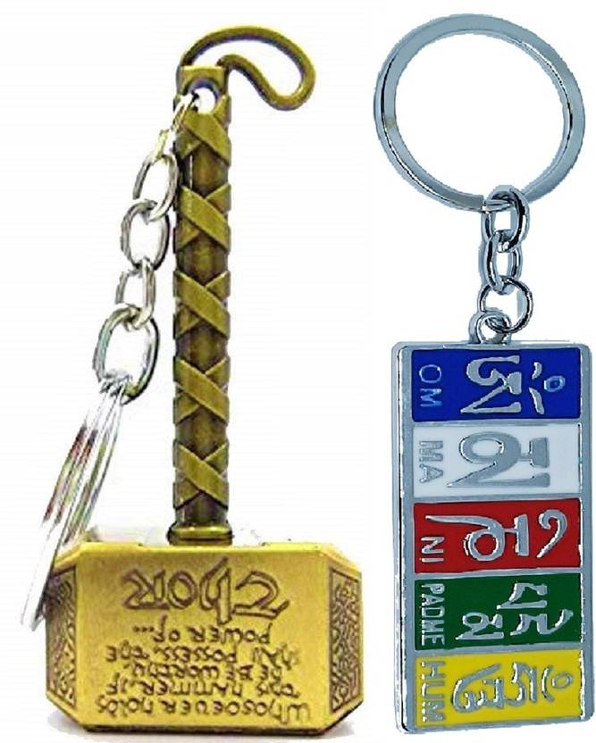kd collections KD-TIBETHAMMERGL-MTL Thor Hammer Keychain & Tibetan ...