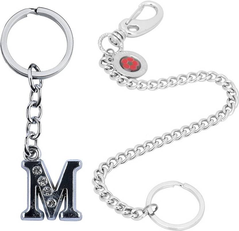 Newview Alphabet M Letter & Chain Challa Locking Key Chain Key ring Key ...