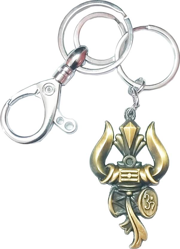 KV Fashion Lord Shiva Trishul Rudraksha Bead Damru Metal Keychain With ...