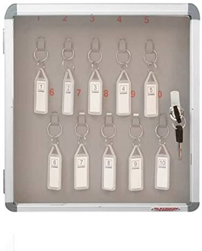 Alkosign Steel Back Key Cabinet/ Key Holder with Acrylic Door (10 Slots ...
