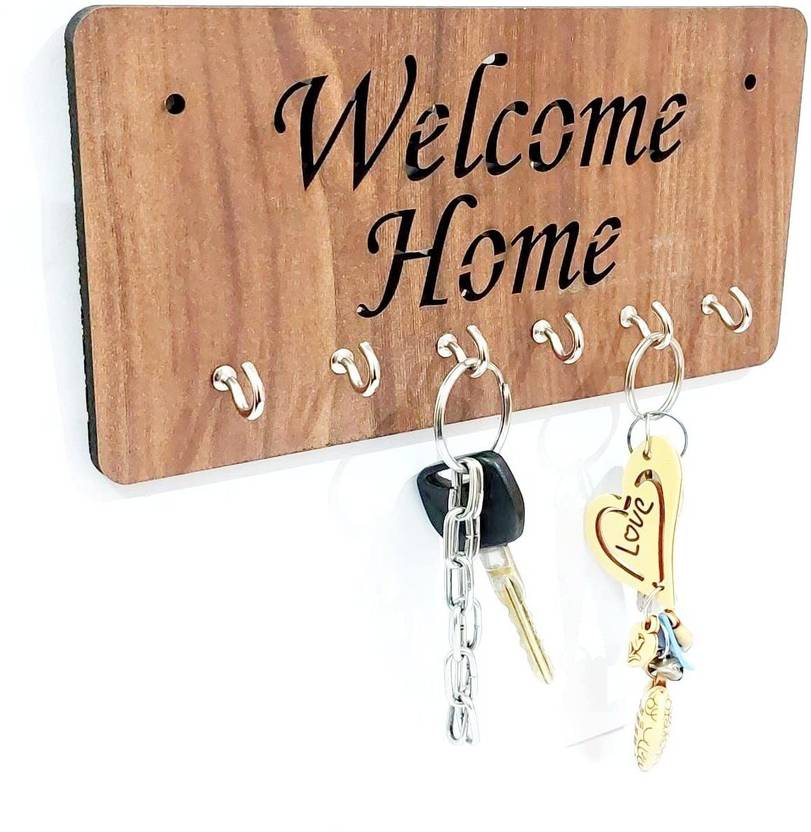 VR Welcome Home Design key holder for wall & Home Decore Wood Key ...
