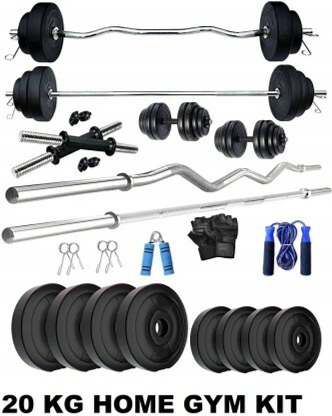 L'AVENIR 20 KG GYM KIT WITH 3FT CURL ROD AND 3 FT STRAIGHT ROD AND ...