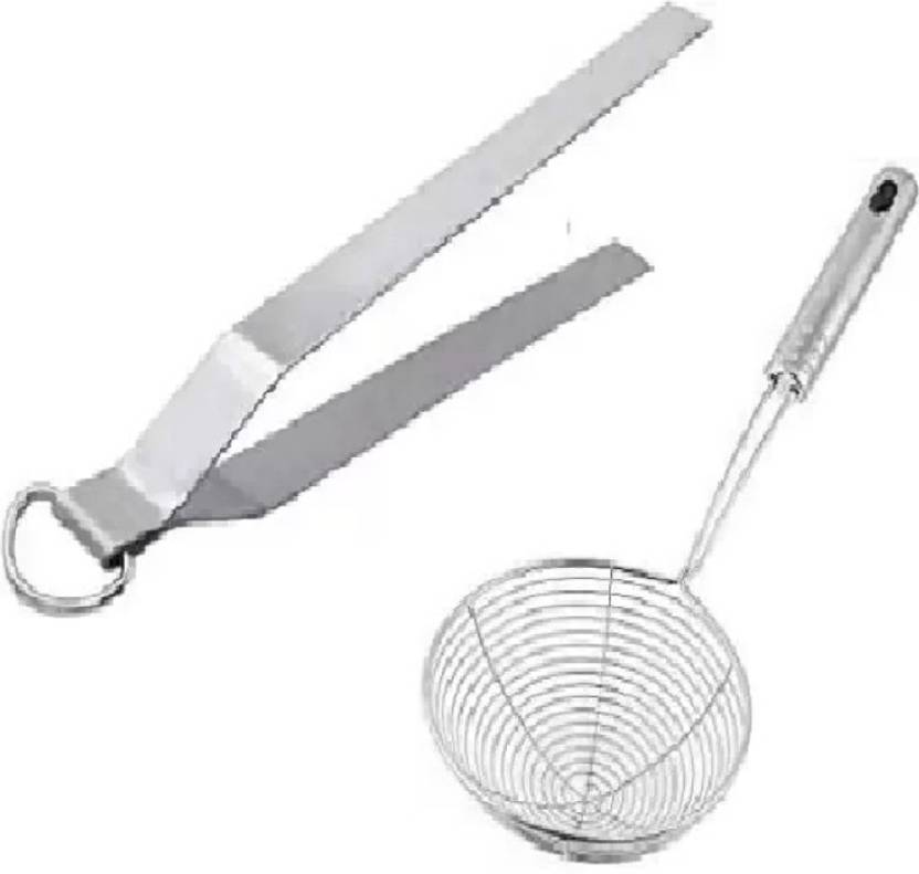 HOP N SAIL Combo of Stainless Steel heavy jhara Deep Fry Strainer and ...