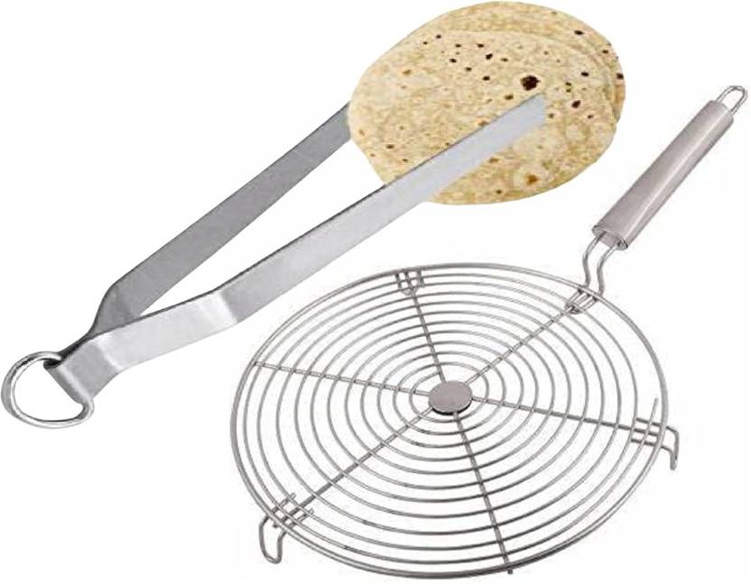 SHUBHCO Roti Chimta Tong Chapati Pakad Chimta With Steel Roaster Pappad ...