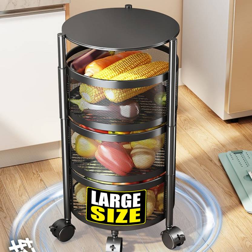 iBELL KT360 Kitchen Rack Rotating Stand, Basket Organizer, 3 Tier ...