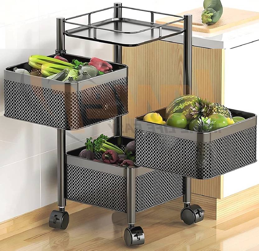 Craftbin 3 Tier Kitchen Organizer Trolley Fruit Vegetable Stand Onion ...