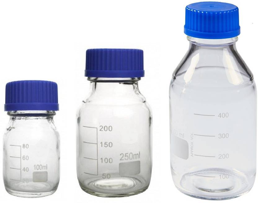 BFC Borosilicate Glass Reagent Bottle - 100ml X 1, 250ml X 1, 500ml X 1 ...