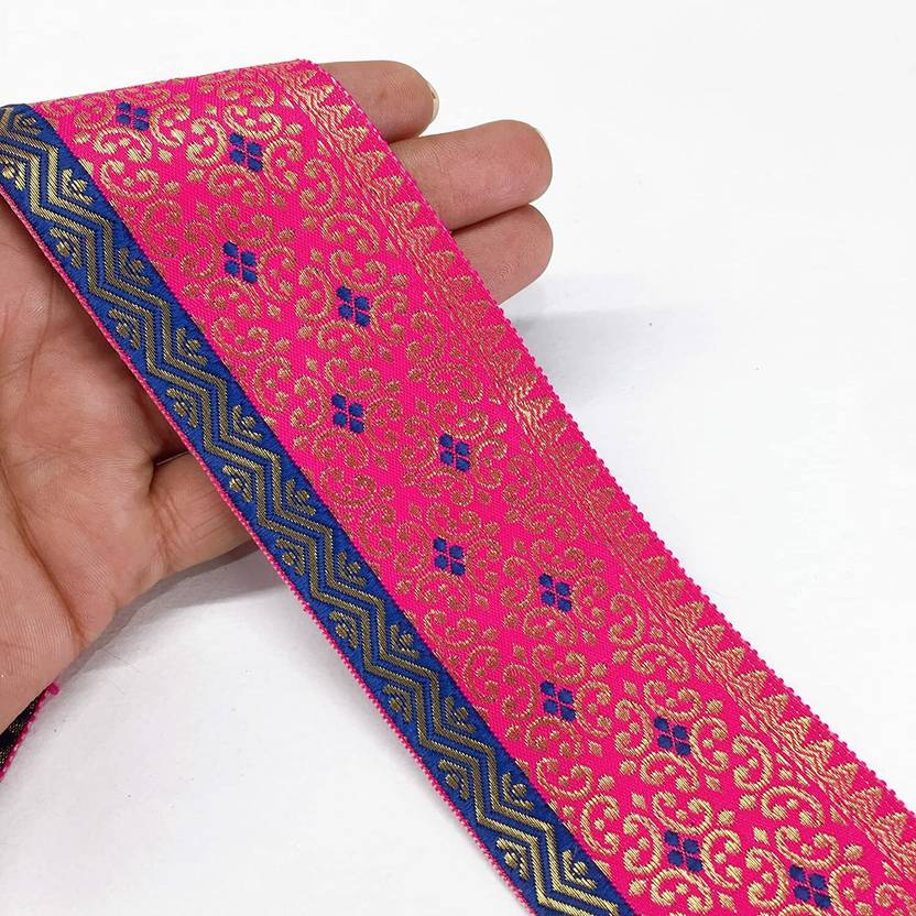 Lami 9 Meter Pink Jacquard Brocade Lace Border Lace Reel Price in India ...