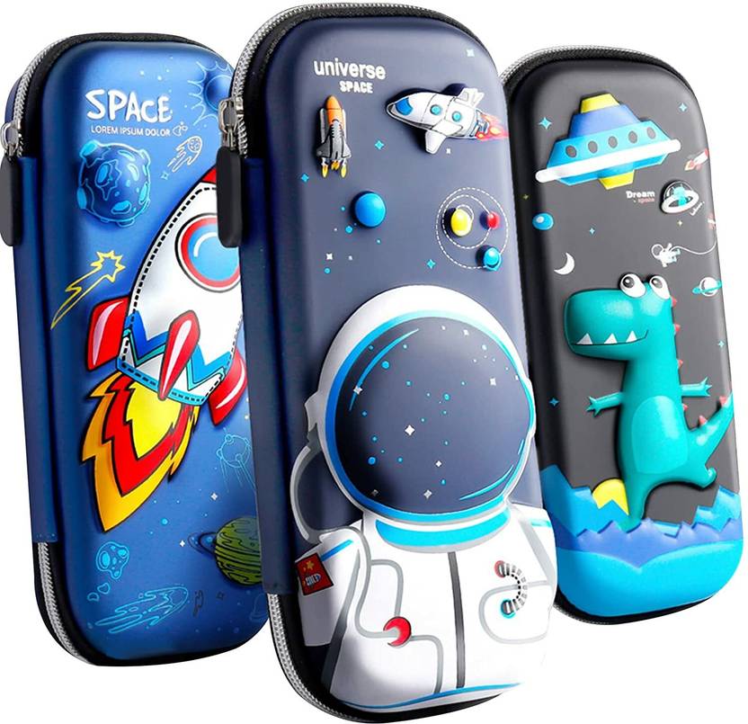 NSR Group 3D Hard Shell Pencil Case Set Cute Dinosaur & Space Designs ...