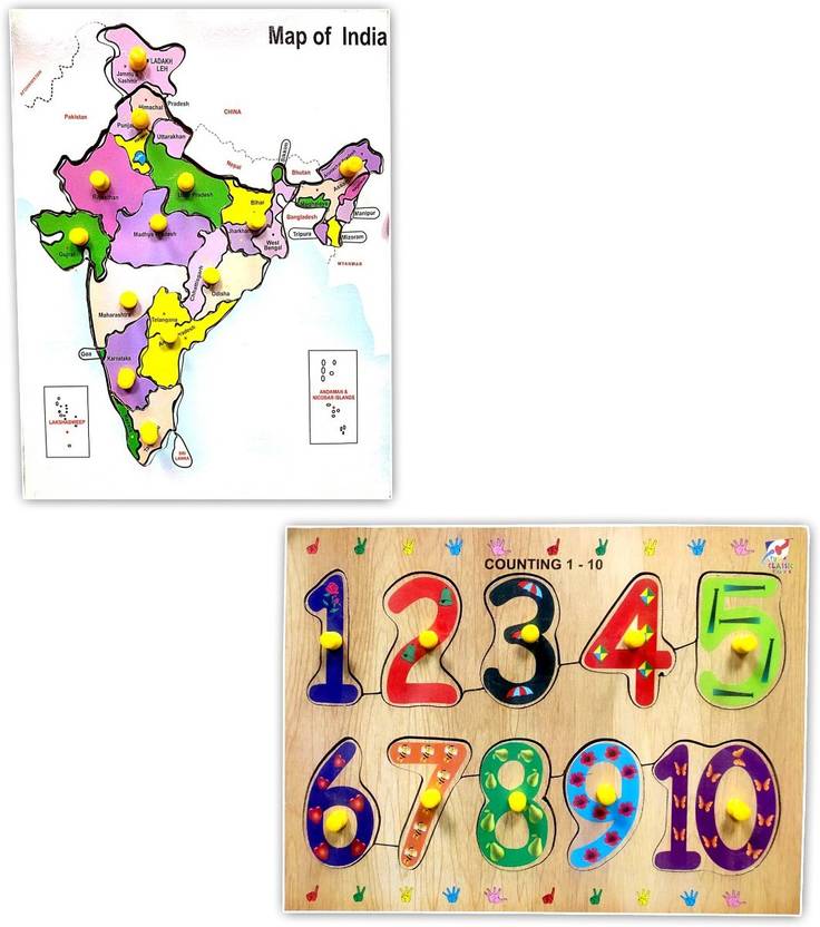 VEDIVA Hindi Alphabets and Map of India Educational Learning Wooden ...