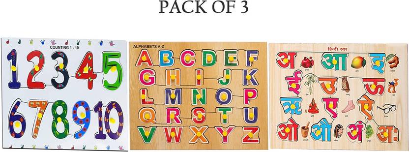 SAFESEED Best Educational Puzzle Set ABCD Alphabet/ Counting 1-10 ...