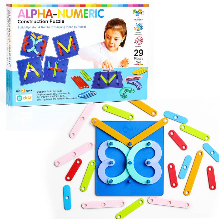 Ekta Alpha-Numeric Construction Puzzle, Built 29 Piece Puzzles ...