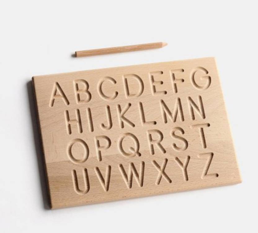SHALAFI Learning A to Z English Alphabet ABCD Tracing Wooden Board ...