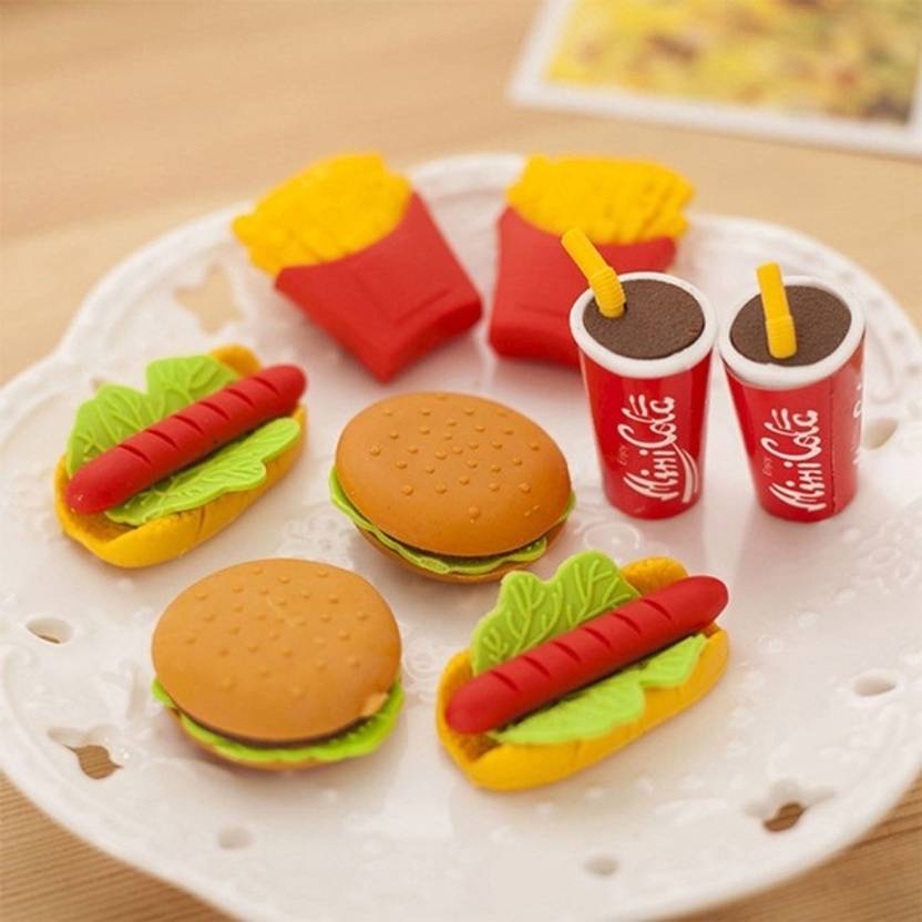 4GX FAST FOOD 3D ERASER BURGER FRENFRIES COLD DRINK HOT DOG ERASER ...