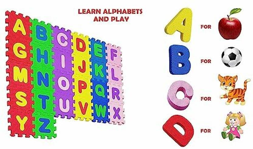 NV COLLECTION Alphabet Puzzle Mat ABCD + Numbers 0 to 9 Flooring Mat ...