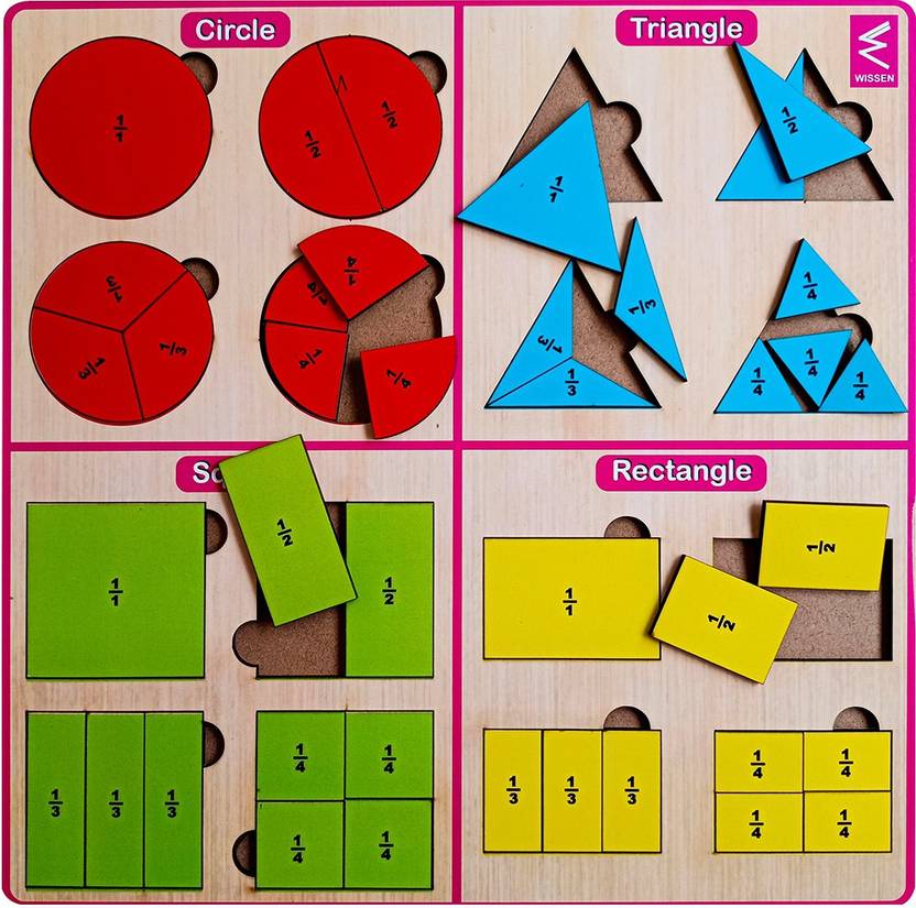 WISSEN Wooden Shapes Fractions learning Educational Game for kids Price ...