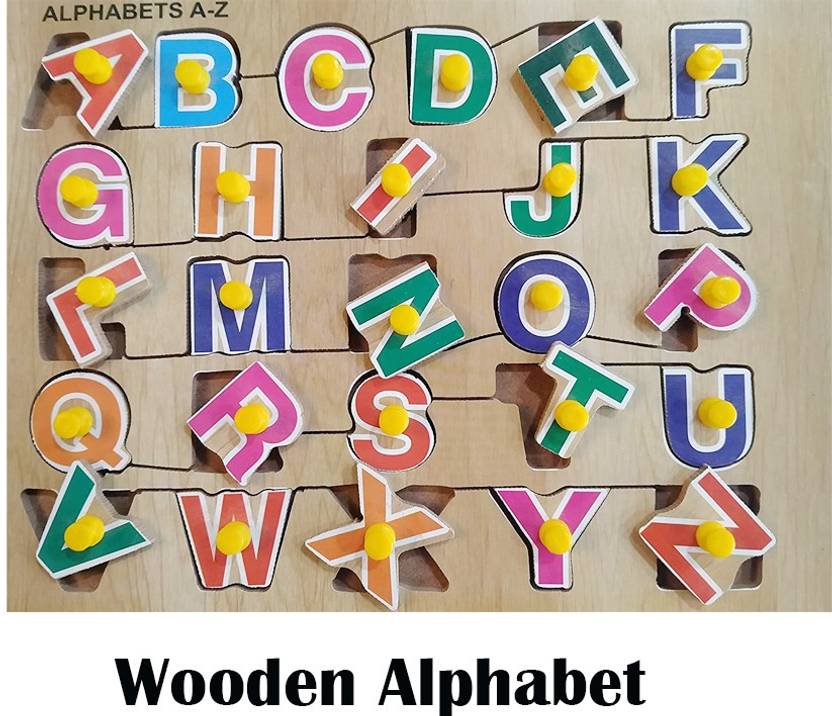 SAFESEED Capital Letters ABCD English Alphabets Wooden Puzzle Board for ...