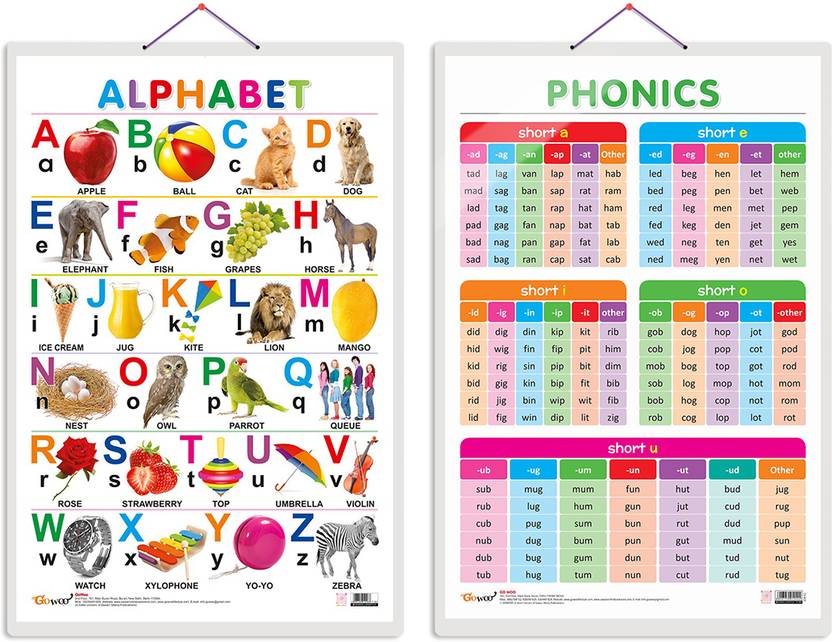 GO WOO Pack of 2 Alphabet and PHONICS - 1 Educational charts with ...