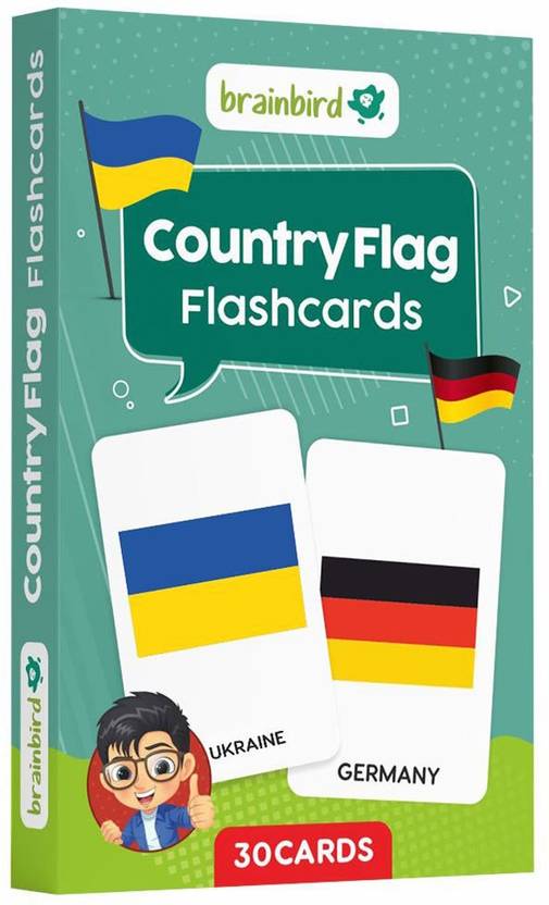 BRAINBIRD Country Flags Flashcards for kids | world country with flag ...