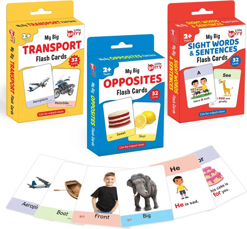 Little Berry Big Flashcards for Kids (Set of 3): Transport, Opposite ...