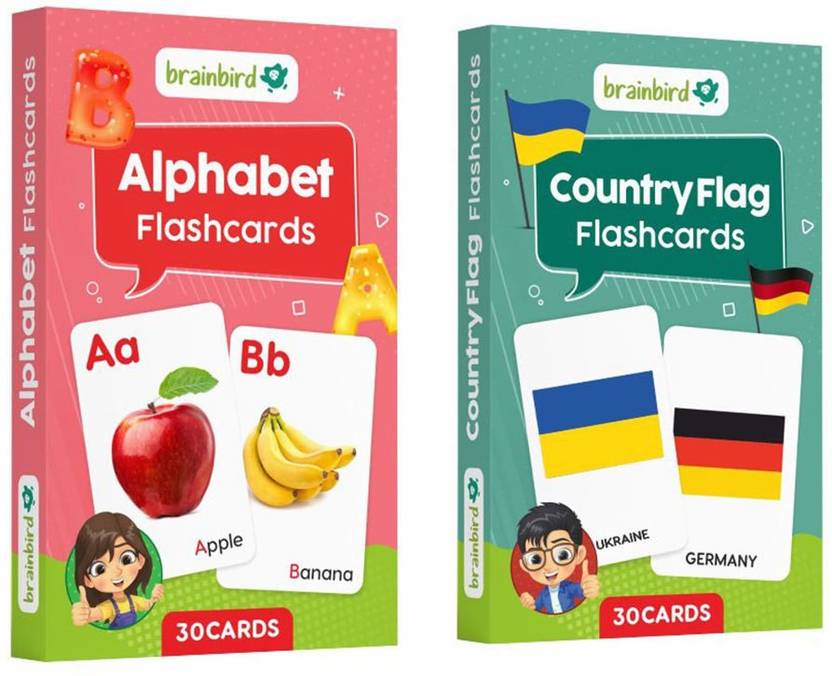BRAINBIRD Alphabets and Country Flags Flashcards for kids | Learning ...