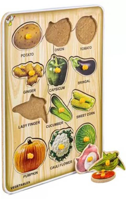 toiphy Wooden Vegetable Jigsaw Puzzle with Knobs|Vegetable Educational ...
