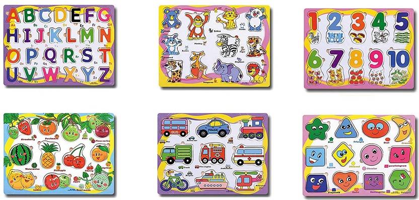 Ophiuchus Wooden Learning ABC 123 Fruits Numbers Animals Vehicles Alphabet Slat Toy Price in ...