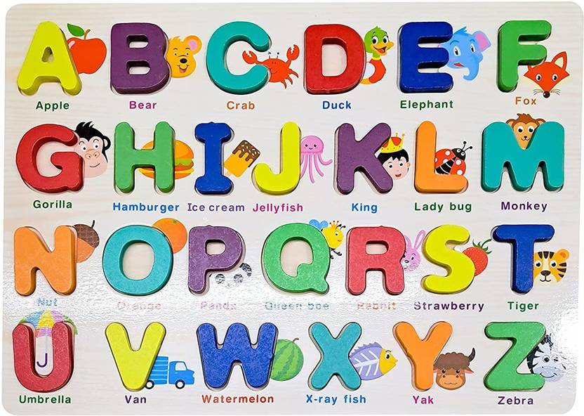 Reyhan Wooden ABCD 3D Alphabets Board for Kids, Educational Learning ...