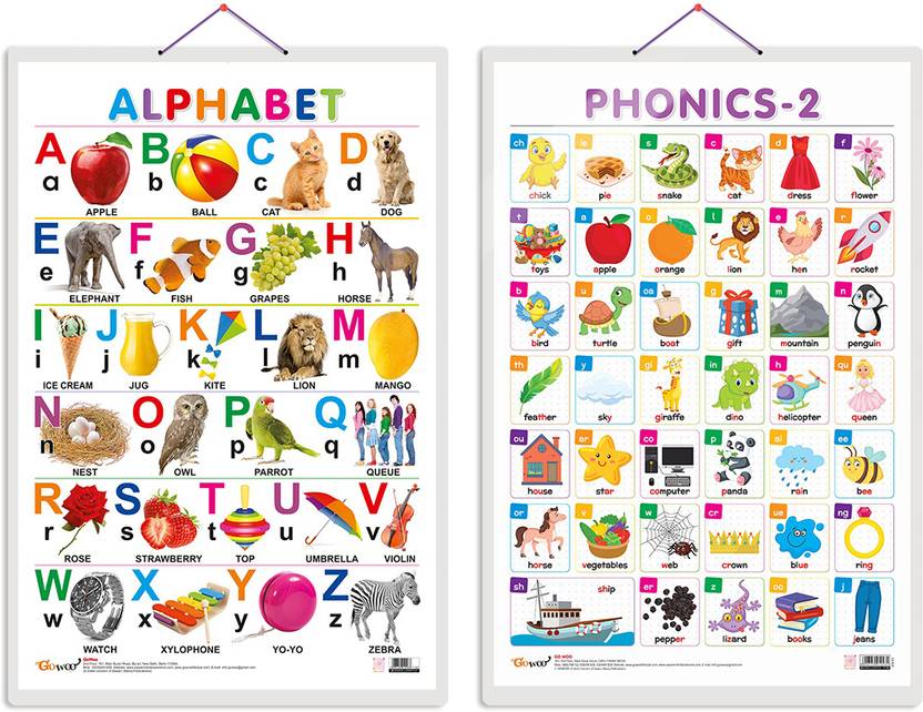 Set of 2 Alphabet and PHONICS - 2 Early Learning Educational Charts for ...