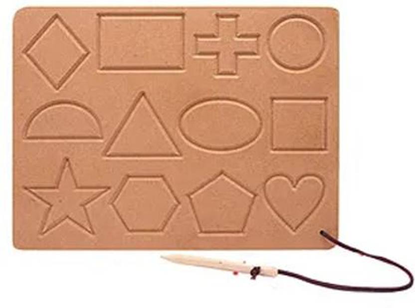 Plus Shine Wooden Shapes Tracing Board 10Different Geometric Shape ...