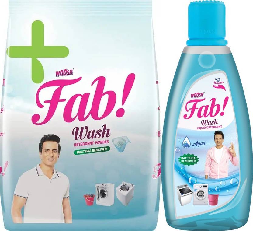 Woosh Fab Wash Fabric Detergent Powder 1 Kg + Liquid Detergent 500ml ...