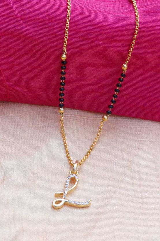 VINUX L Letter Diamond Mangalsutra For Women's Mangalsutra Alloy ...