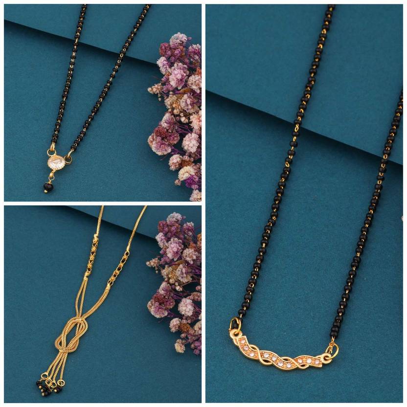 Sahjanand Jewellery Amazing Gold Plated Cz Solitaire Mangalsutra Combo ...