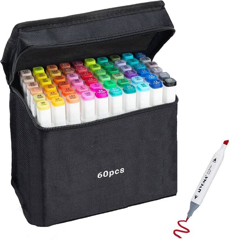 Flipkart.com | Corslet 60 Pcs Alcohol Markers Pen Set, Dual Tip Sketch ...