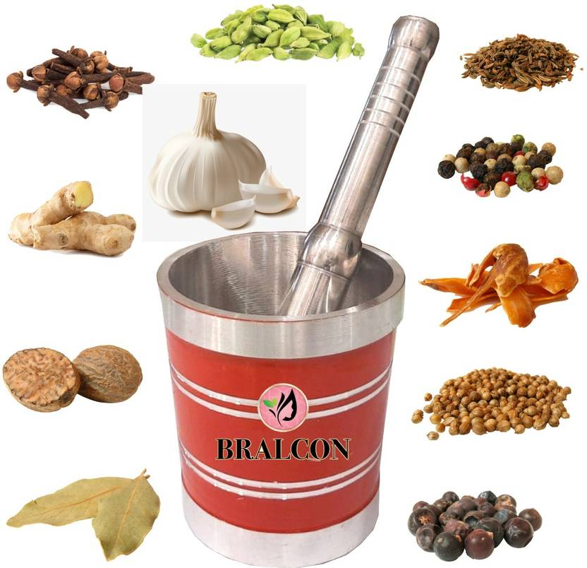 BRALCON Aluminium Red Khalbatta for Kitchen | Okhli Masher | Morter ...