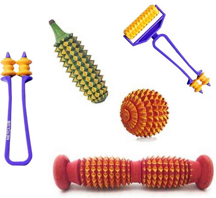 netclub Acupressure Massager Tools Combo Kit With Foot Roller Wooden Wooden Handle Roller Wooden ...