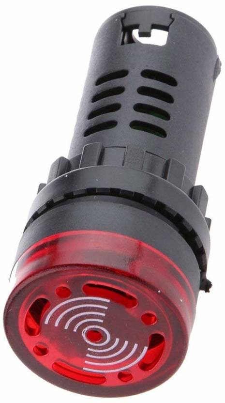 Prakti Red AC/DC24V 22mm AD16-22SM LED Signal Indicator Built-in Buzzer ...