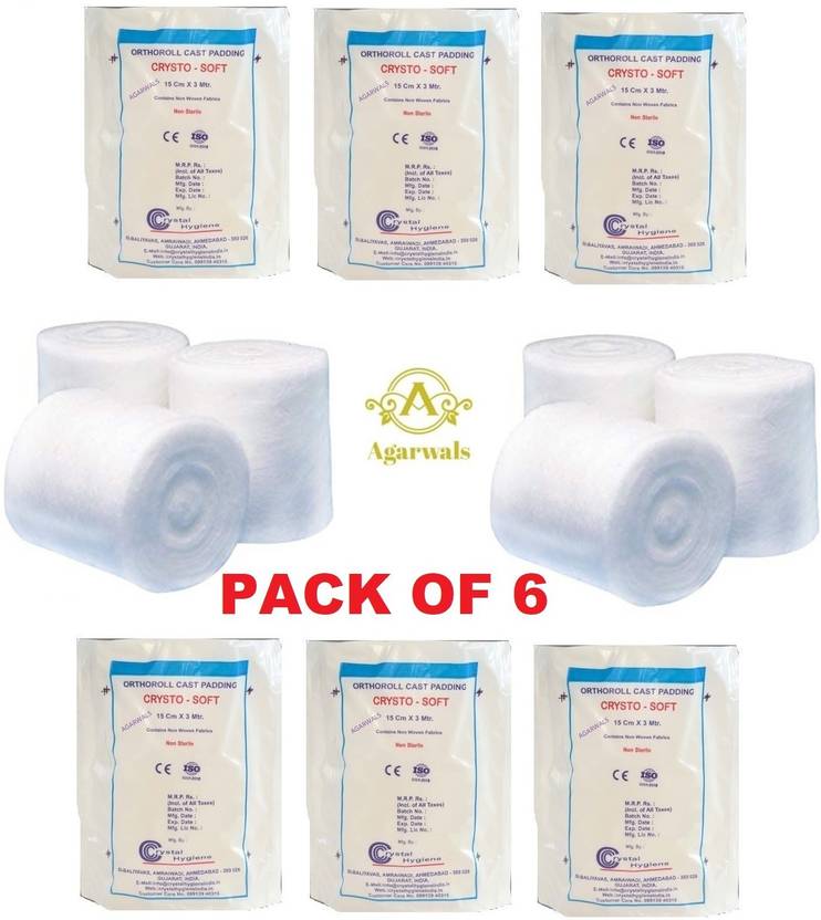 Agarwals Crystal Hygiene Crysto Soft Orthoroll Cast Padding 15CM * 3MTR ...
