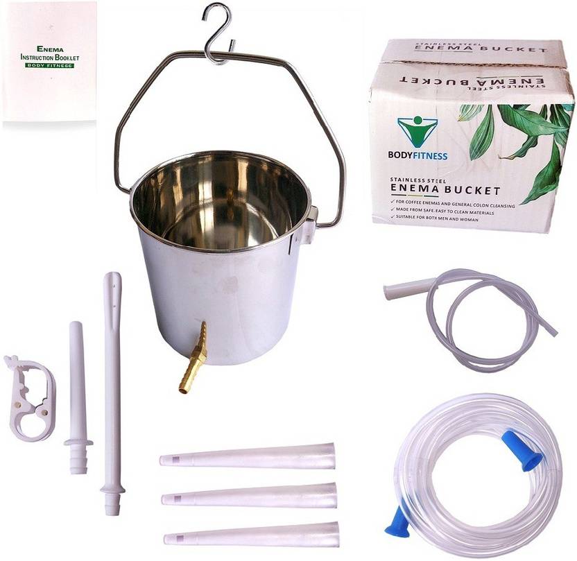 BODY FITNESS Enema Douche Kit One Quart Stainless Steel Enema Bucket ...