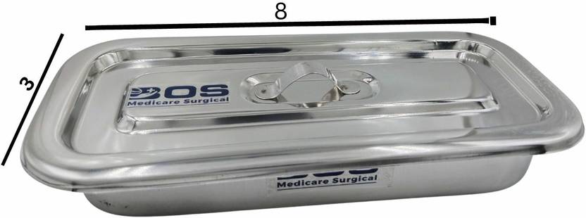 BOS MEDICARE Medical Reusable Dressing Tray 8x3 With LID Heavy ...