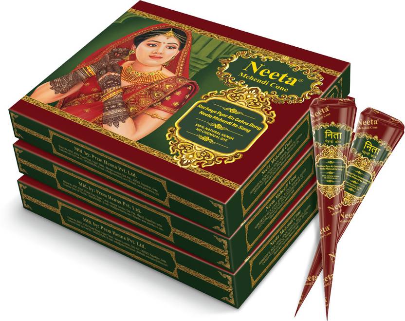 Neeta Mehendi Cone Henna Temporary Tettoo Mehendi (Pack of 36 Pcs ...