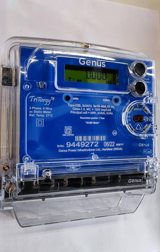 Genus Meter 3-Phase-(10-40) Amp, 50Hz, 3200imp/kWh Class-1.0, ISI ...