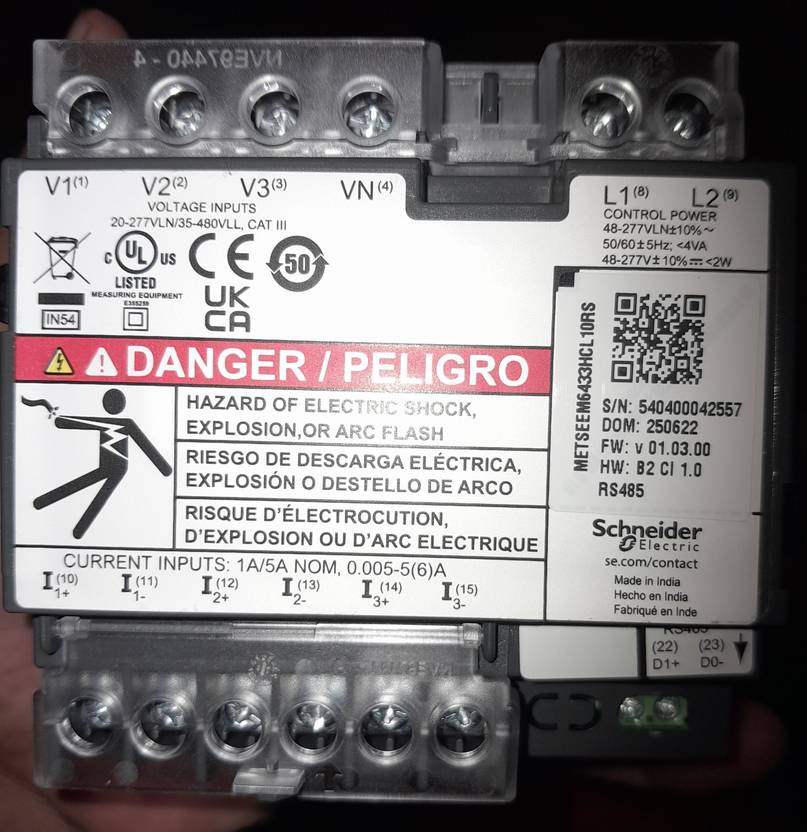 SCHNEIDER METSEEM6433HCL10RS EM6433H CL 1 RS485 ApmPwrEnergy Metal ...