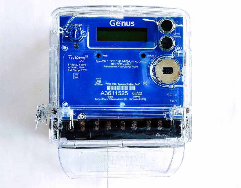 Genus Meter 3-Phase-(10-60) Amp, 50Hz, 3200imp/kWh Class-1.0, ISI ...