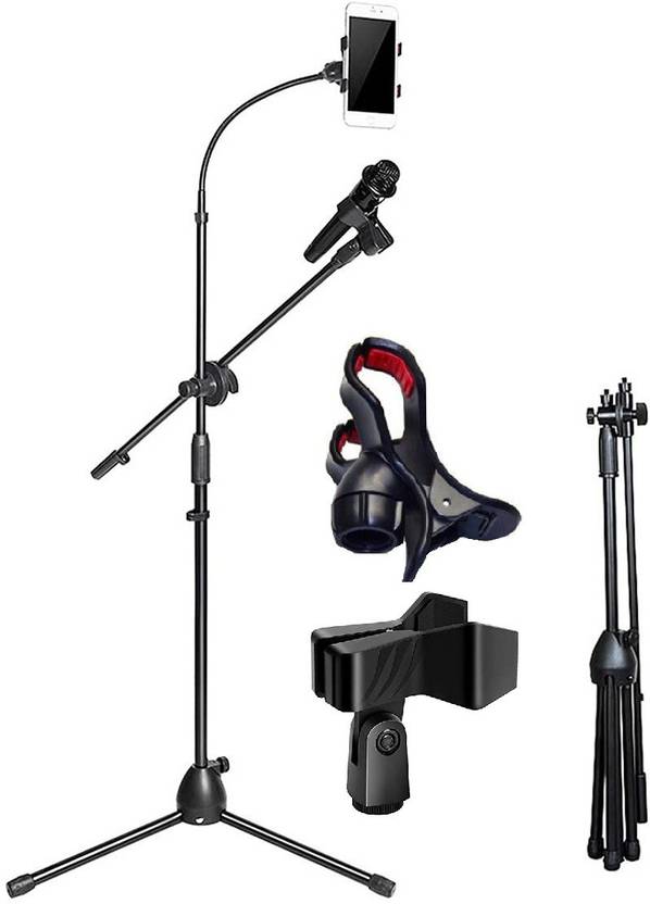 Techtest Microphone Stand with Mobile Holder, Mic Stand, Microphone ...