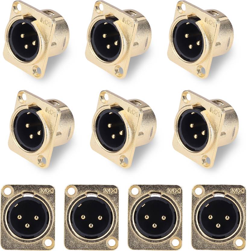 MX 3 Pin Mic Male Connector XLR 24K Gold Plated Panel Mounting MX3030 ...
