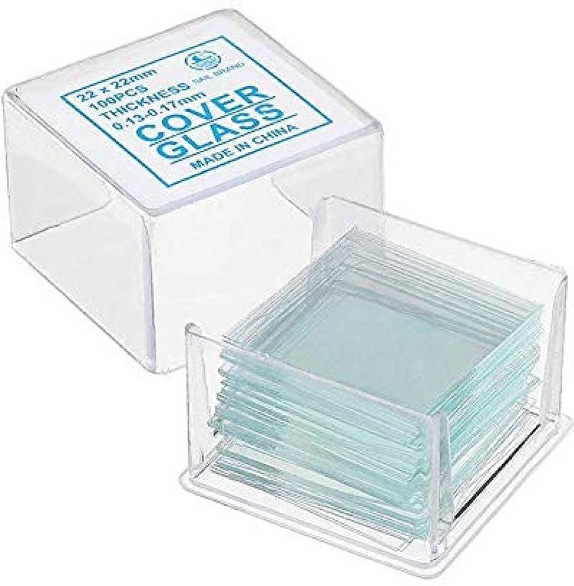 Jetflon Microscope Cover Slips 22mmx22mm Set-100pcs for Sample Collection pack 100 pcs ...